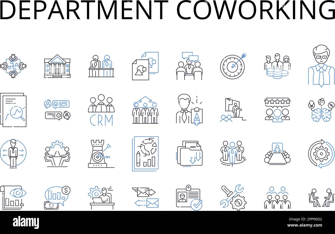 Department Coworking Line Icons Collection Business Collaboration Workplace Collaboration