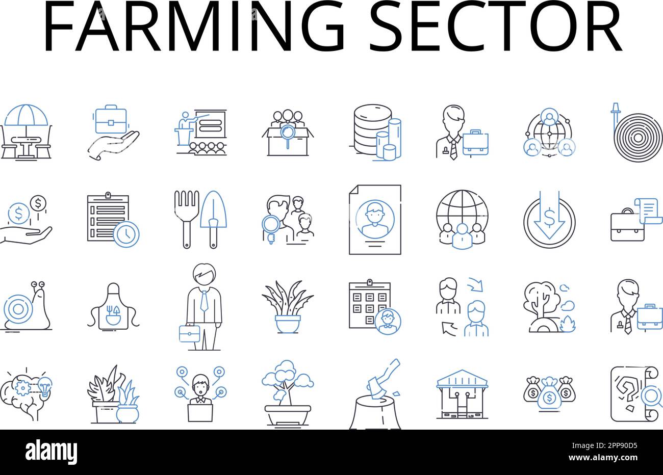 Farming sector line icons collection. Agricultural industry ...