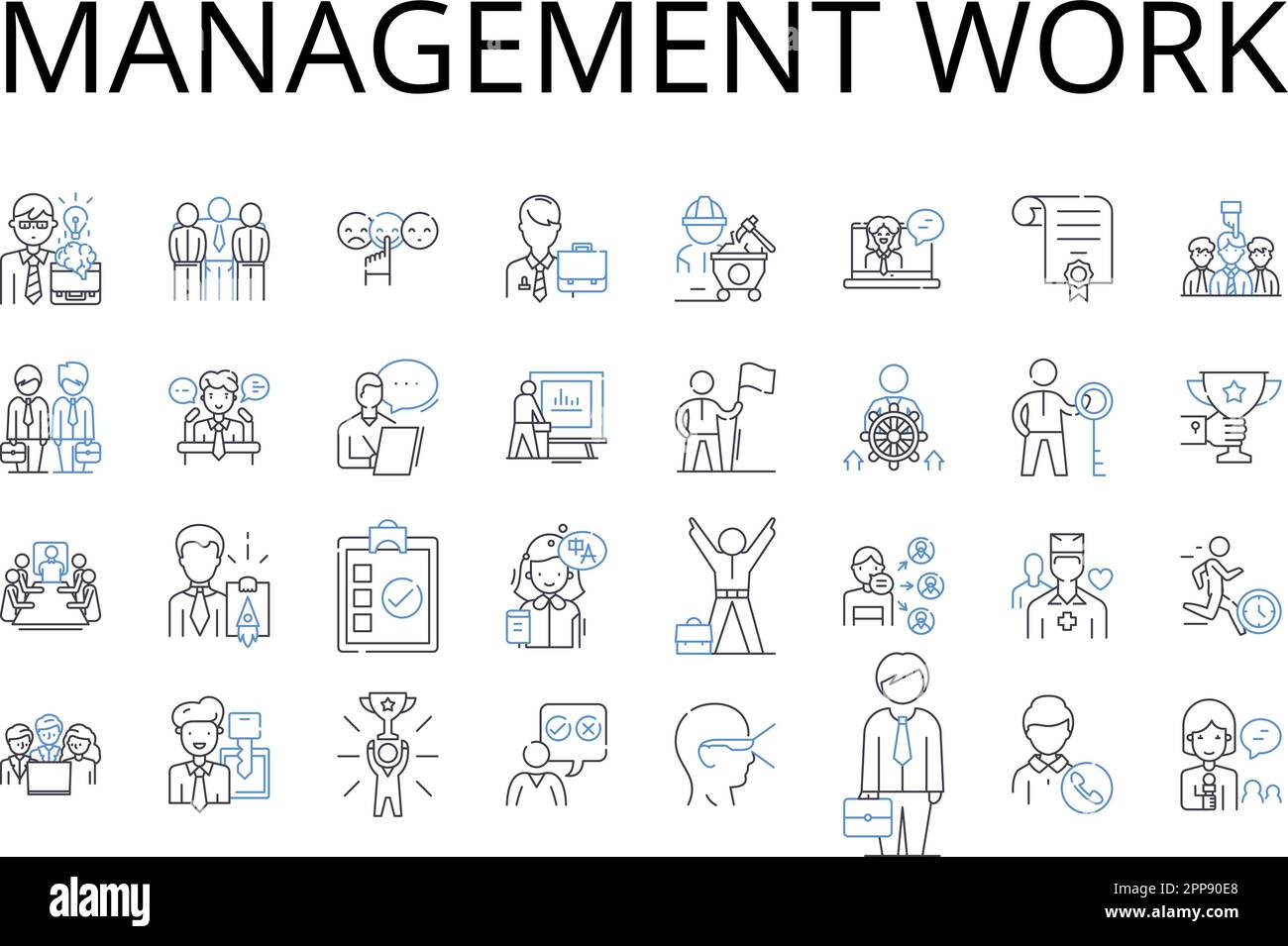 Management work line icons collection. Coordination collaboration ... Management work line icons collection. Coordination collaboration ...