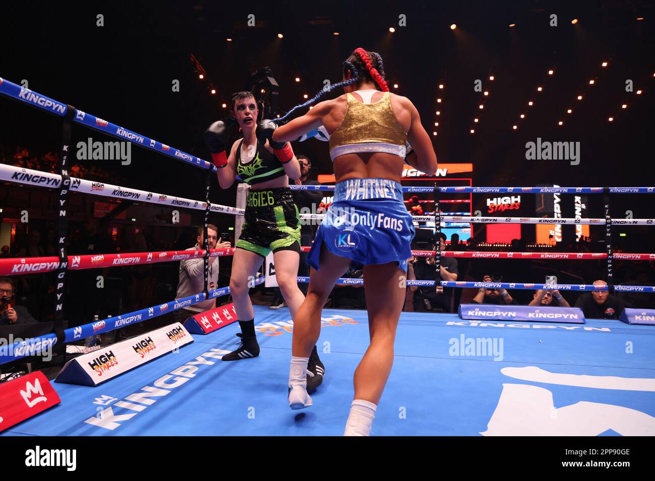 LONDON, UK - APRIL 22: Avery Pongracz battles Whitney Johns in their ...