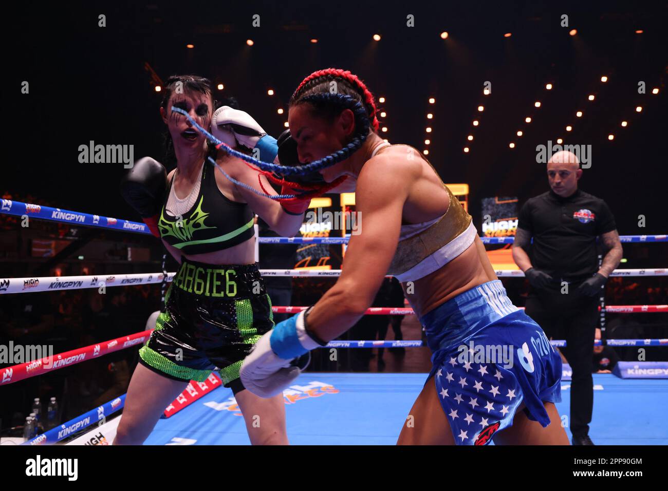 LONDON, UK - APRIL 22: Avery Pongracz battles Whitney Johns in their ...