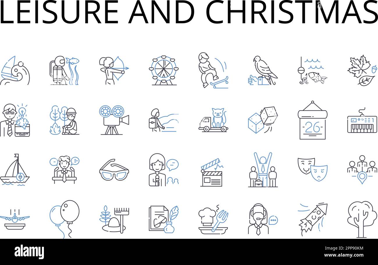 Leisure and christmas line icons collection. Free time, Holiday ...