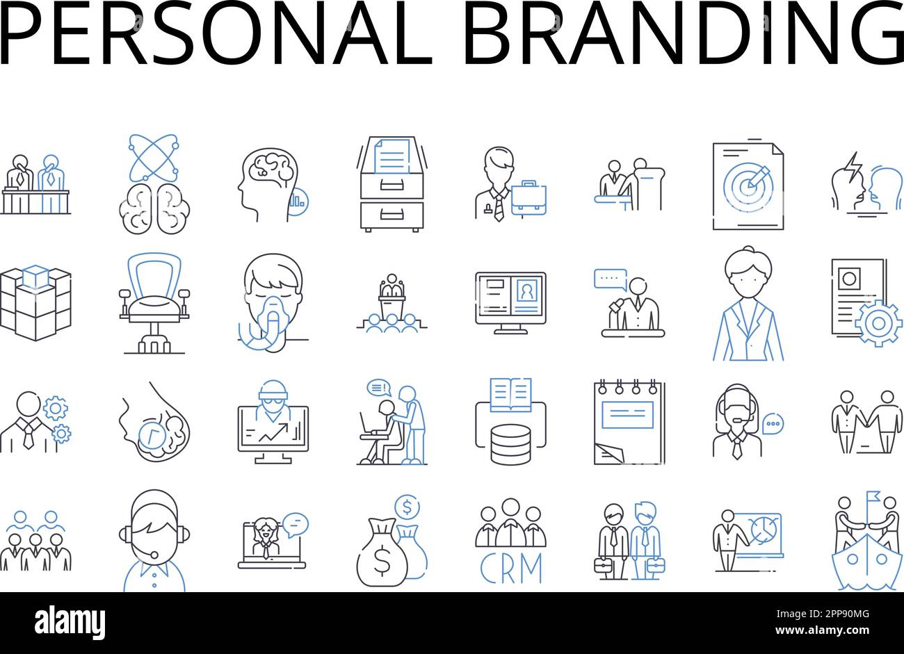 Personal branding line icons collection. Online presence, Image ...