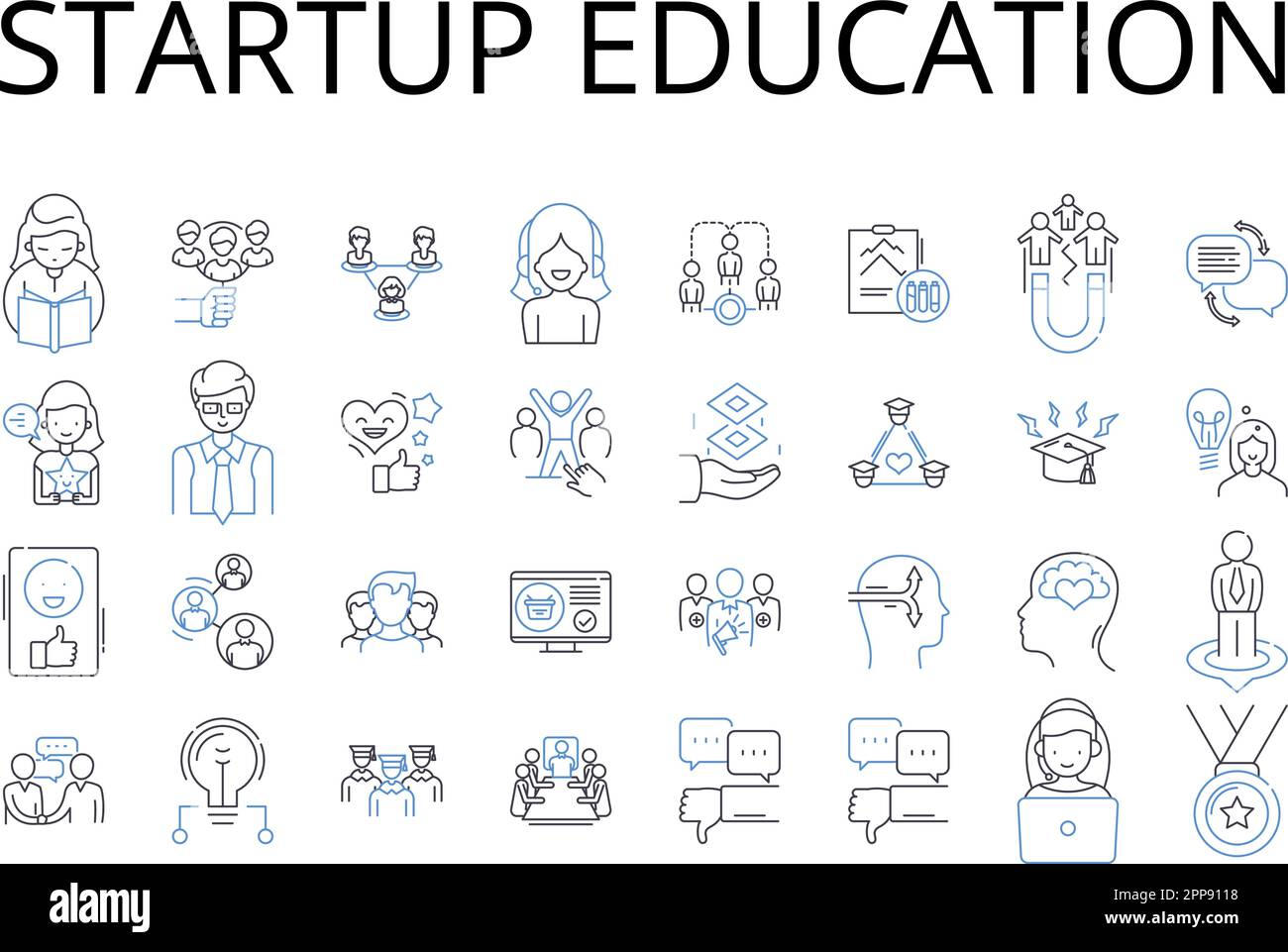 Startup education line icons collection. Business coaching ...
