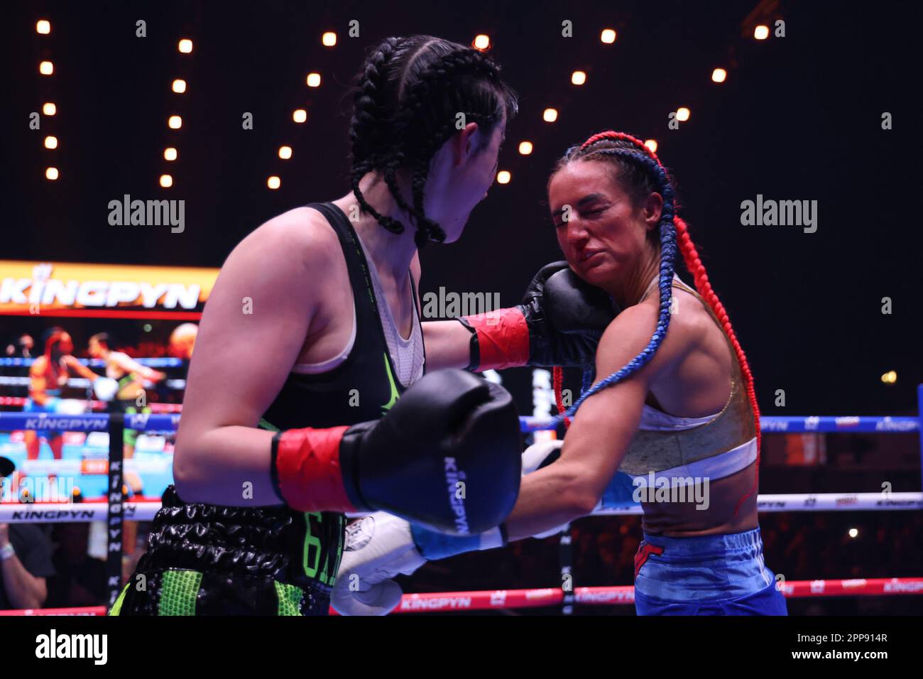 LONDON, UK - APRIL 22: Avery Pongracz battles Whitney Johns in their ...