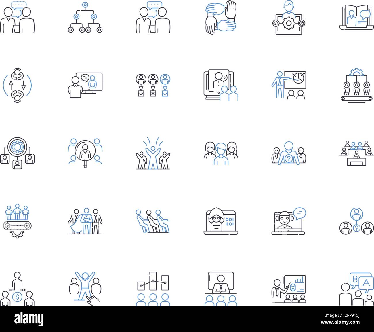 Cooperative Members Line Icons Collection Collaboration Unity