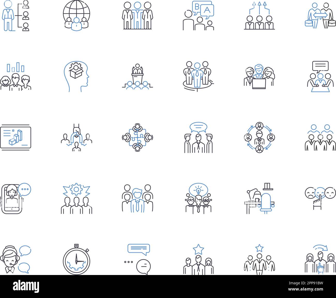 Supervision colleagues line icons collection. Guidance, Oversight, Support, Direction ...