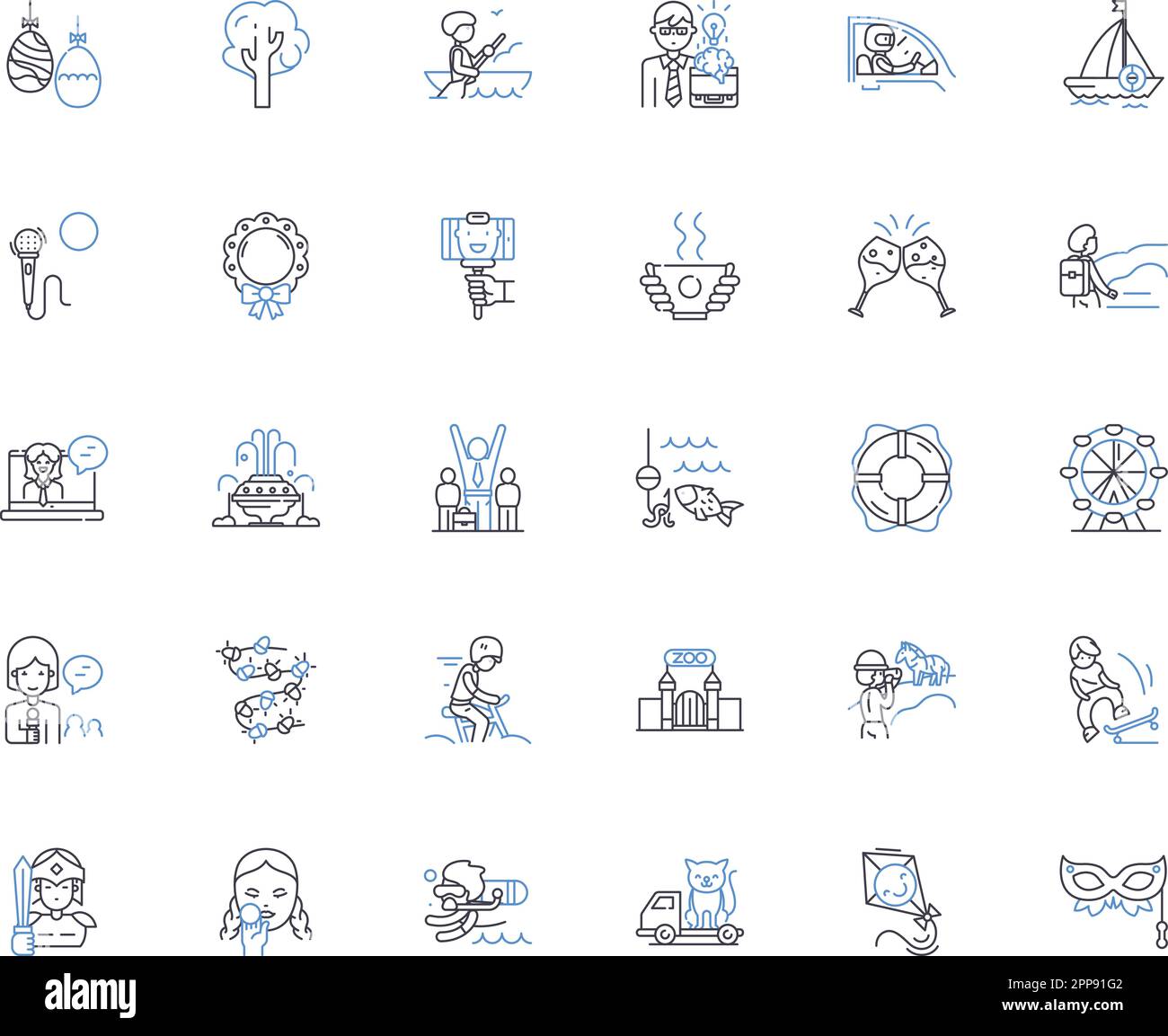 Joyful pastimes line icons collection. Amusement, Playfulness, Laughter ...