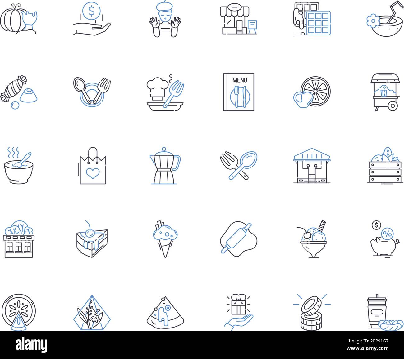 Cake shop line icons collection. Baked, Layered, Fresh, Delicious ...