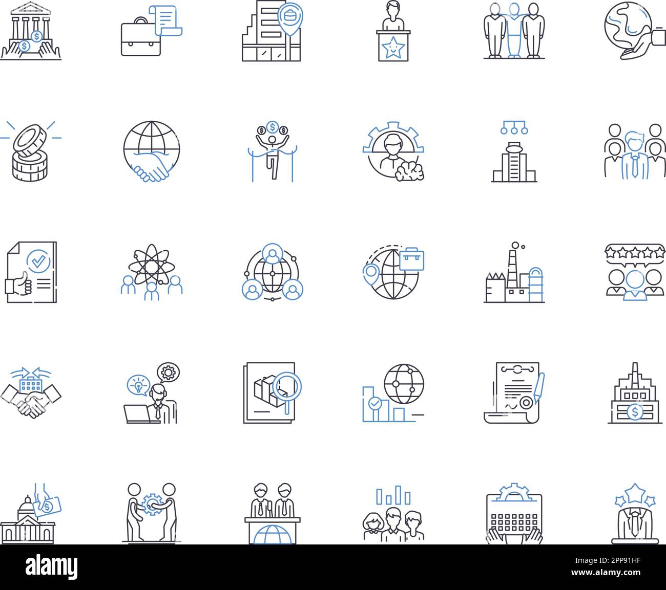 Global economy line icons collection. Interconnectedness, Integration ...
