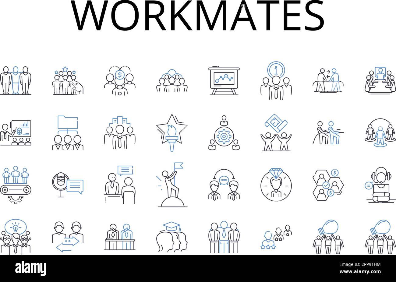 Workmates line icons collection. Colleagues, Comrades, Peers, Partners ...