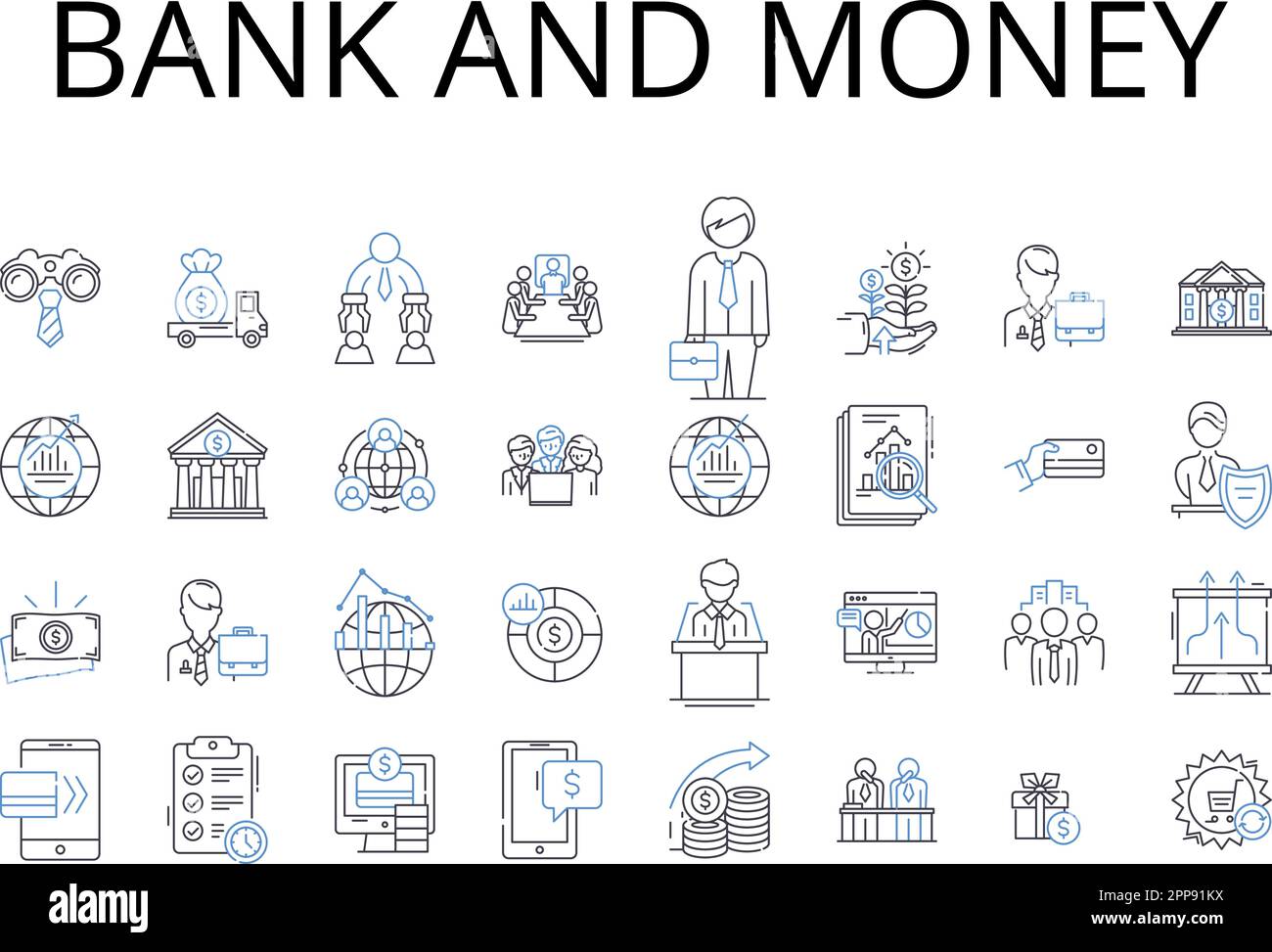 Bank and money line icons collection. Financial institution, Cash ...