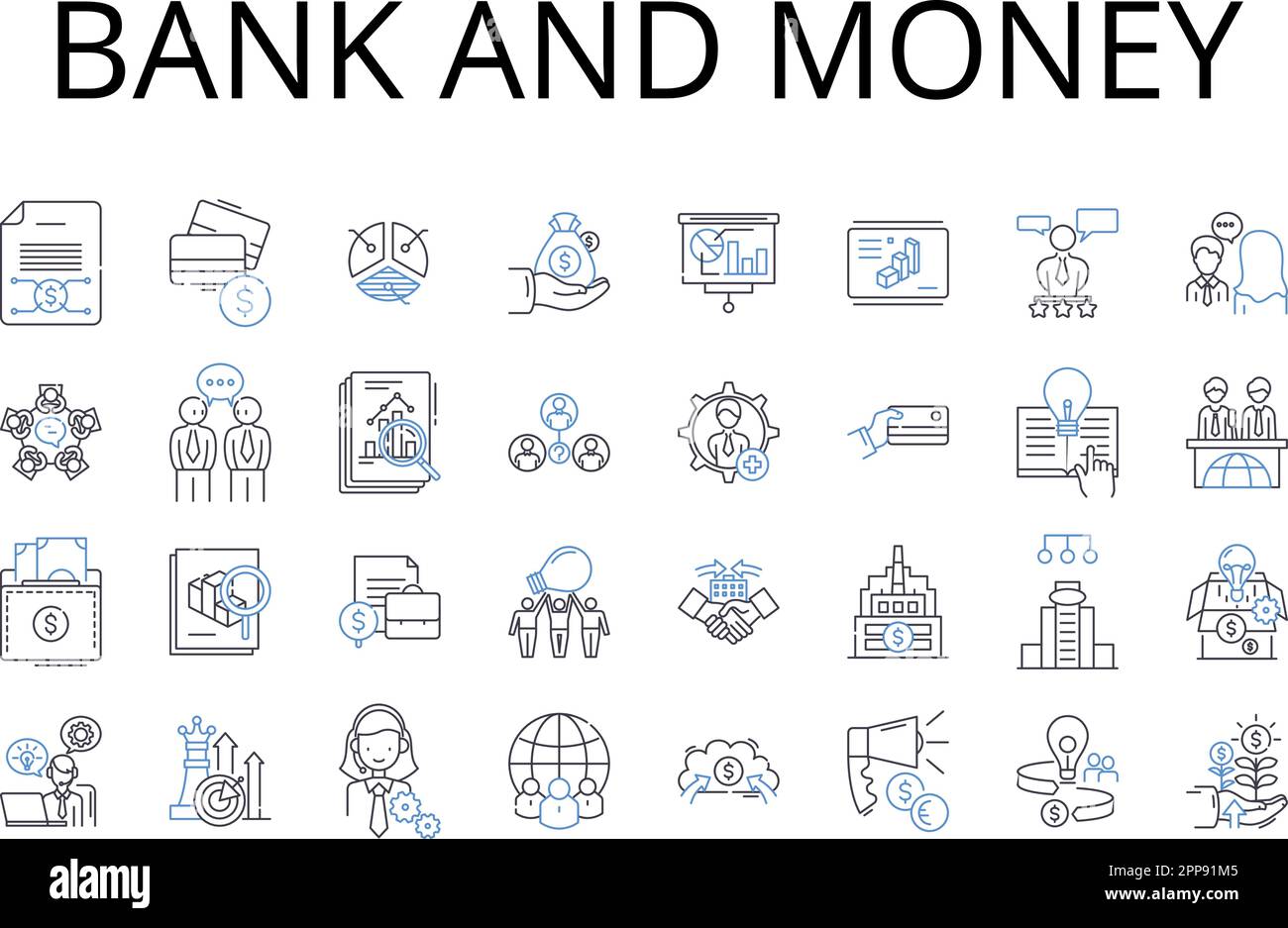 Bank and money line icons collection. Financial institution, Cash ...