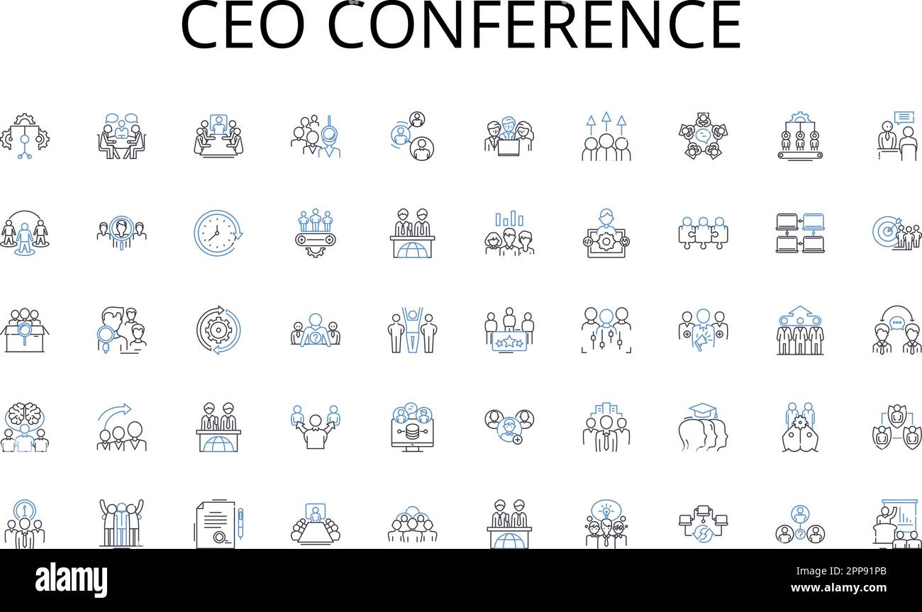 Ceo conference line icons collection. Negotiation, Agreement, Contract ...