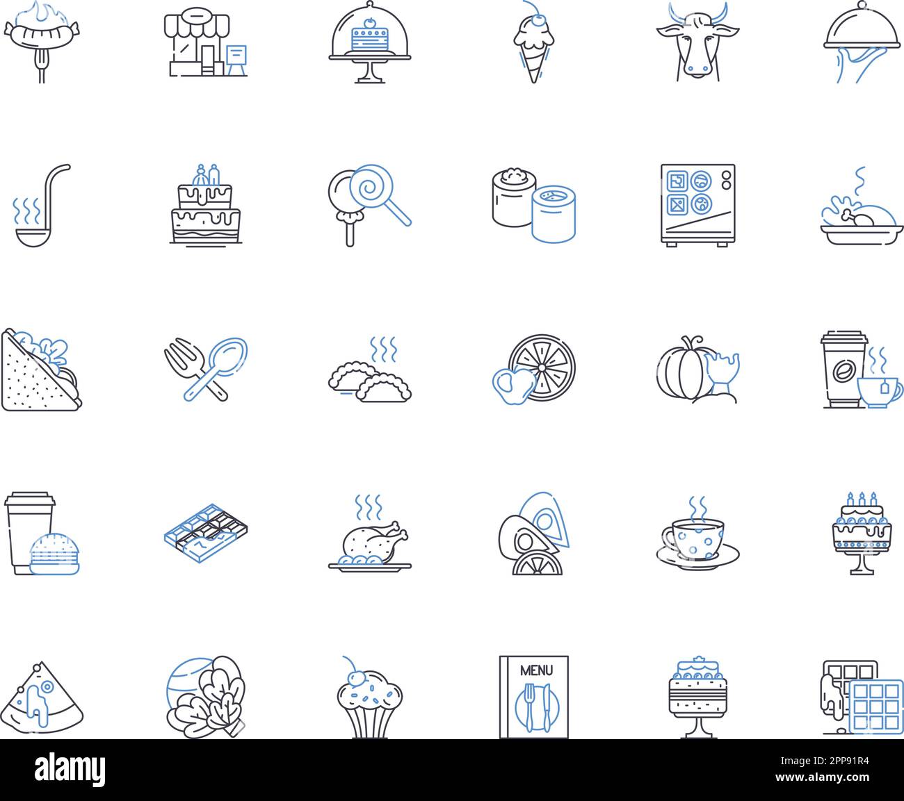 Grub line icons collection. Nourishment, Food, Cuisine, Dish, Meal ...
