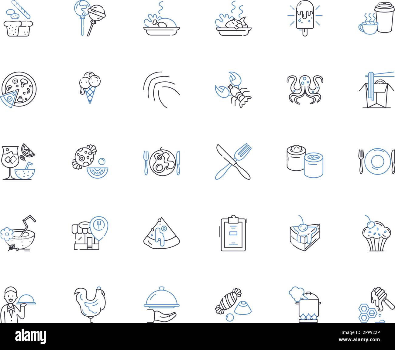 Munching line icons collection. Snacking, Chewing, Nibbling, Gobbling ...