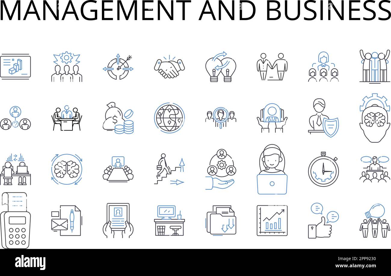 Management and business line icons collection. Administration ...