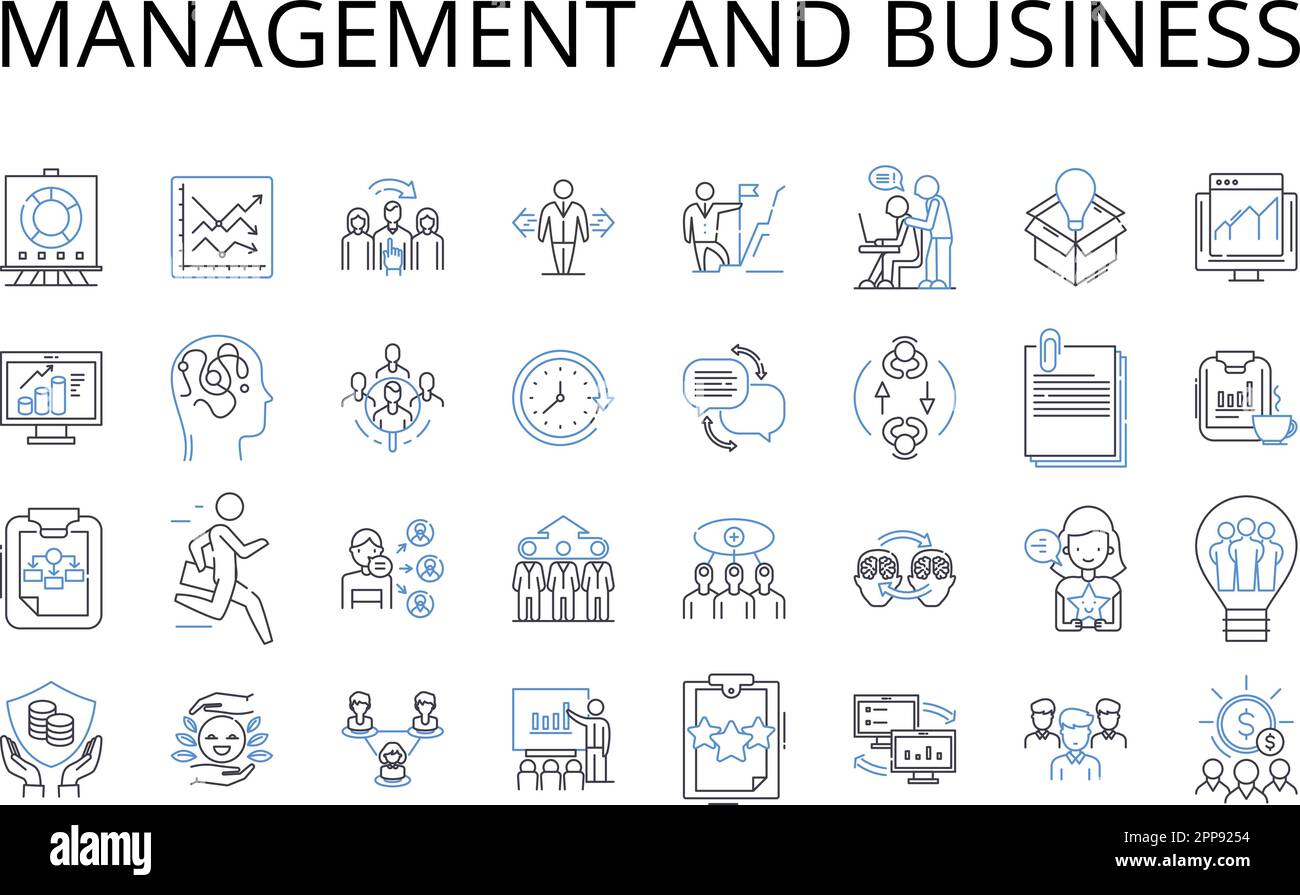 Management And Business Line Icons Collection Administration