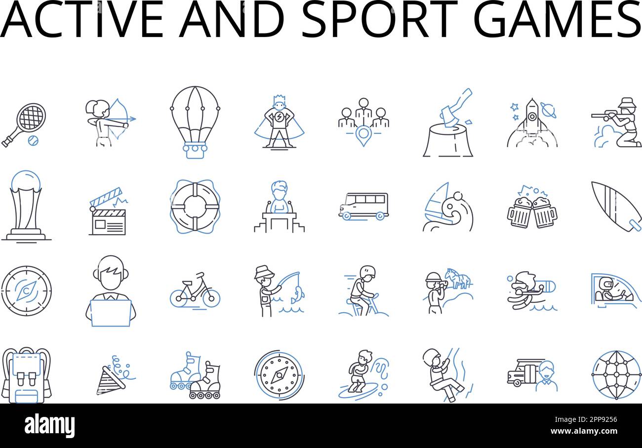 Active and sport games line icons collection. Dynamic sports, High ...
