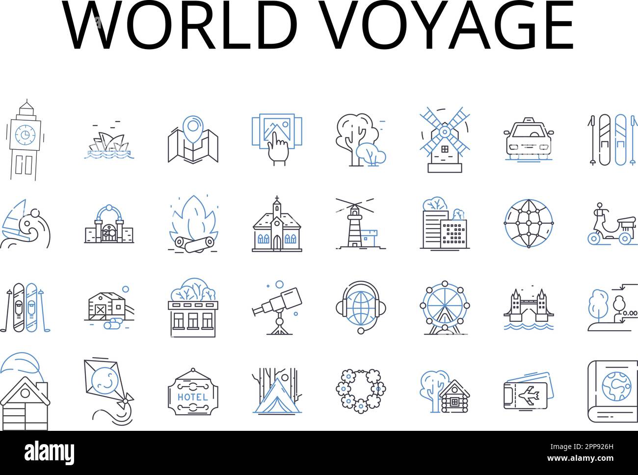 World voyage line icons collection. Global journey, Universal ...