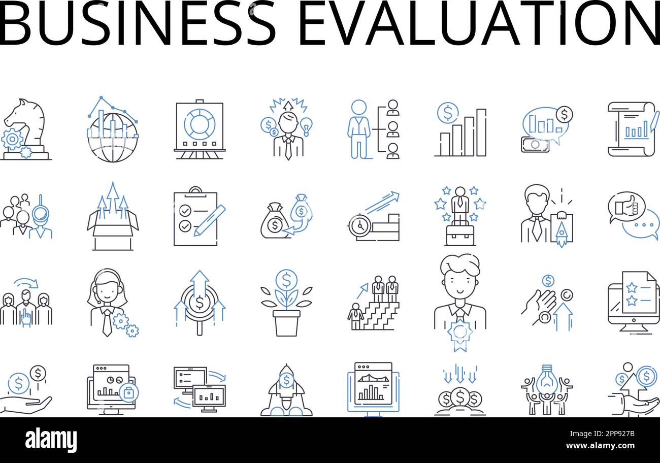 Business evaluation line icons collection. Economic analysis, Market assessment, Financial ...