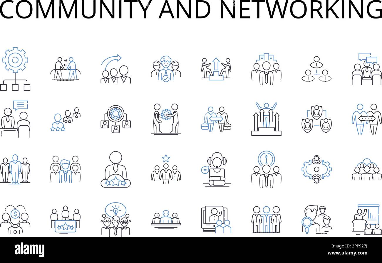 Community and networking line icons collection. Society, Group ...