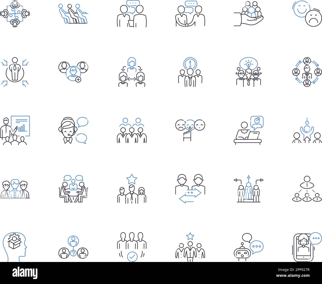 Administrative assistants line icons collection. Organization ...