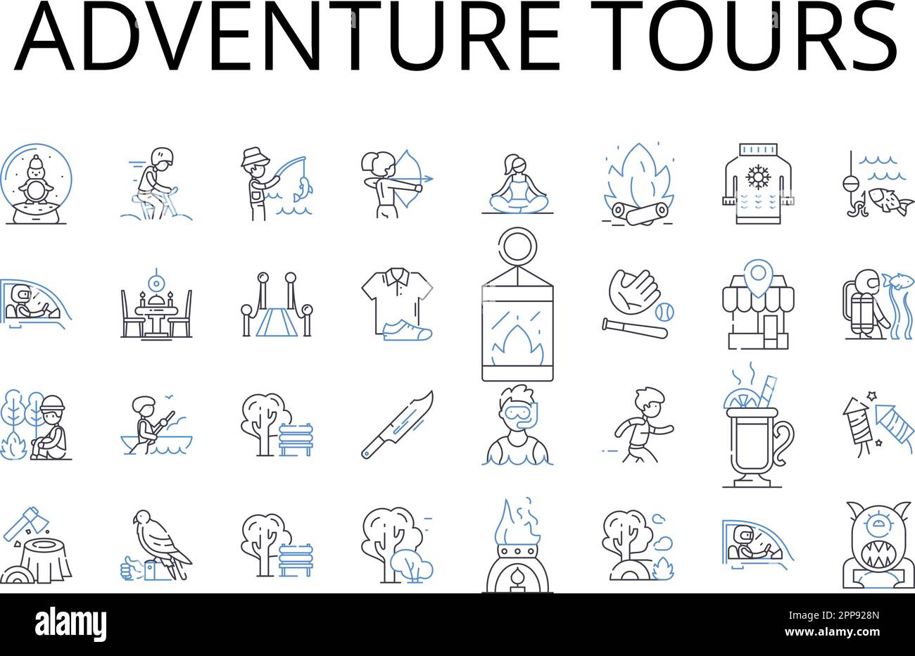 Adventure tours line icons collection. Eco trips, Culture tours ...