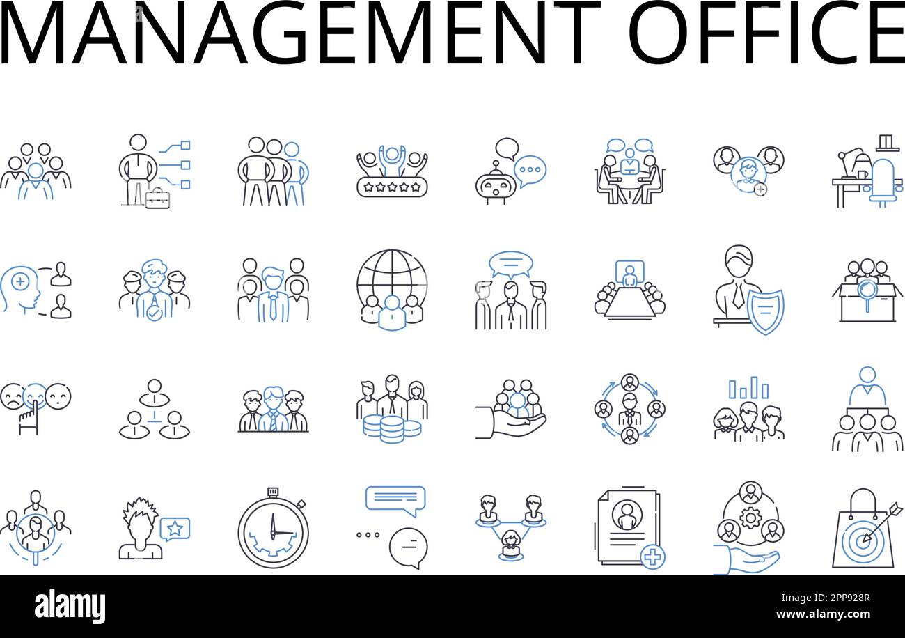 Management office line icons collection. Administration department ...