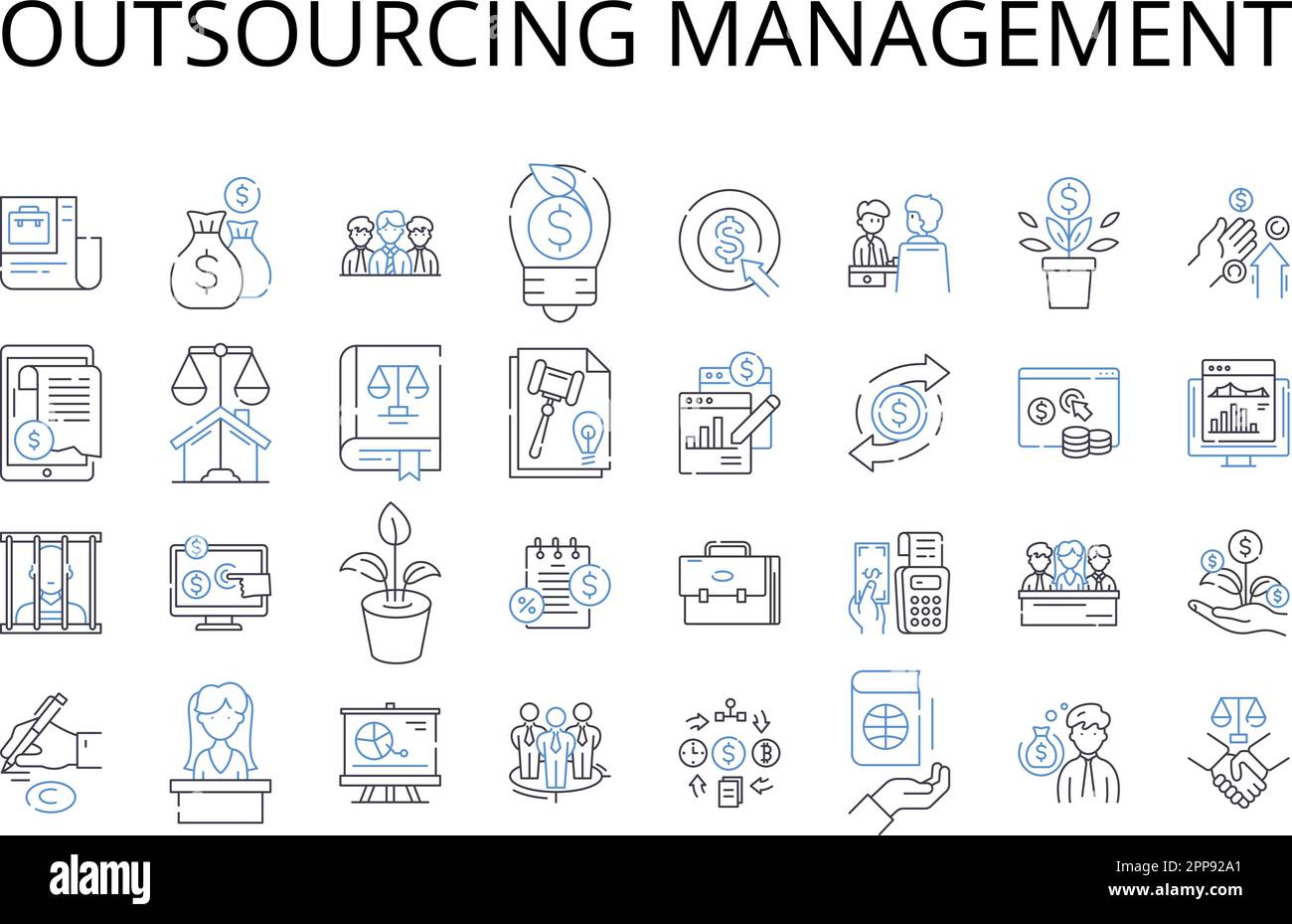 Outsourcing management line icons collection. Change management, Risk ... Outsourcing management line icons collection. Change management, Risk ...
