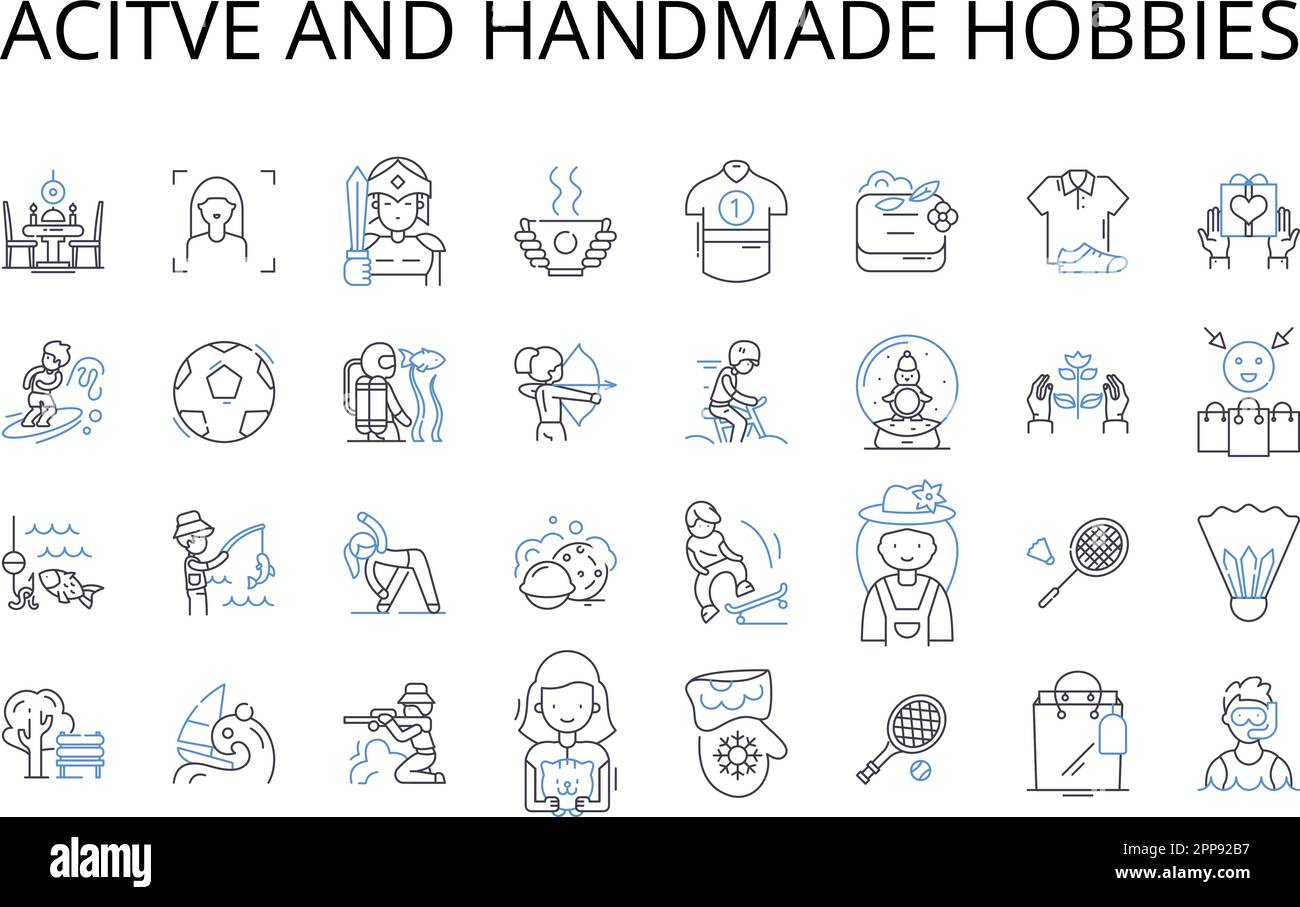 Acitve And Handmade Hobbies Line Icons Collection Engaged Occupied Involved Busy Productive