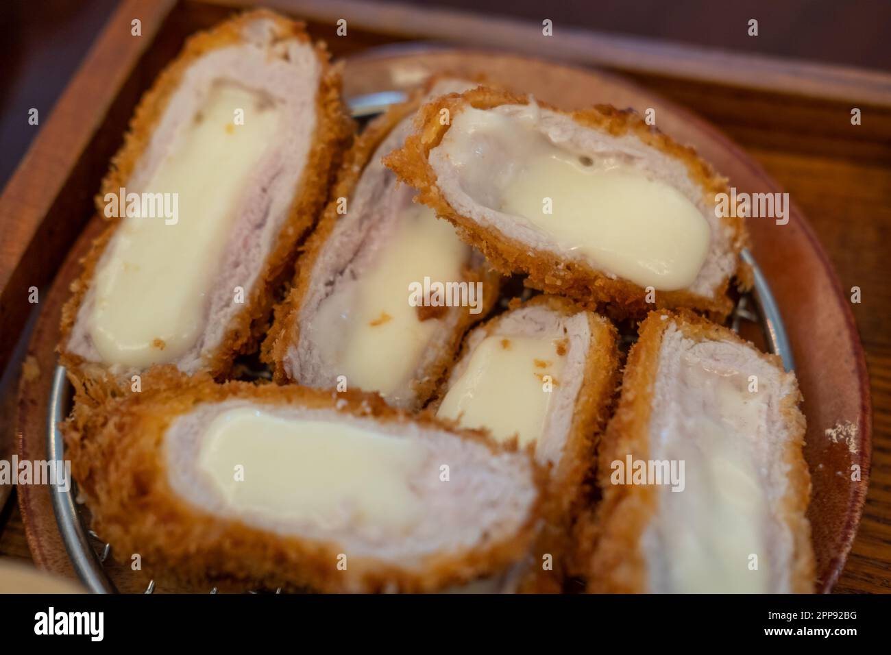 Tonkatsu, Fried Pork with cheese serve on plate in restaurant Stock ...