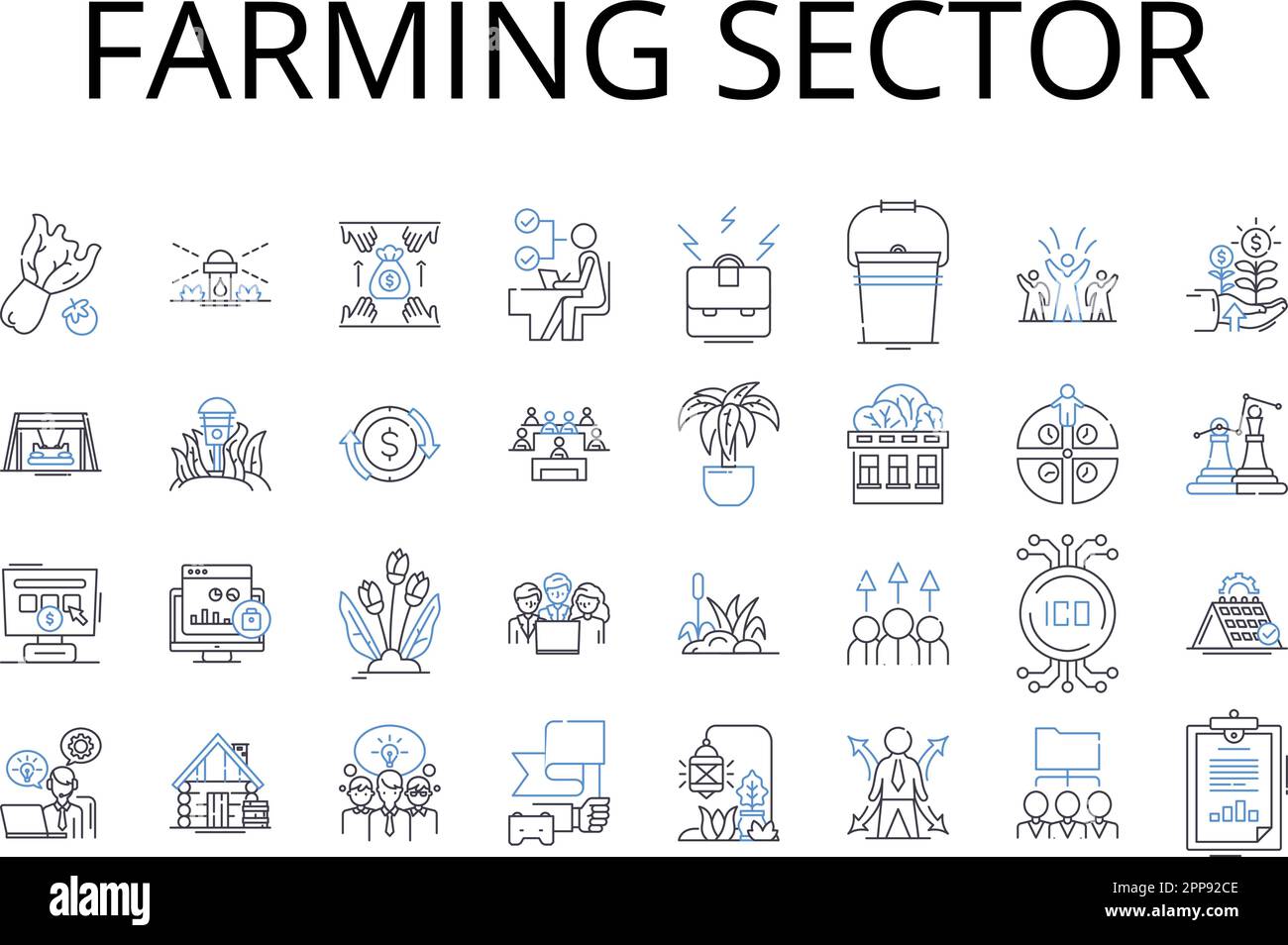 Farming sector line icons collection. Agricultural industry ...