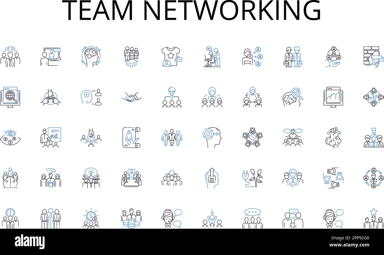 Team networking line icons collection. Supervision, Leadership ...