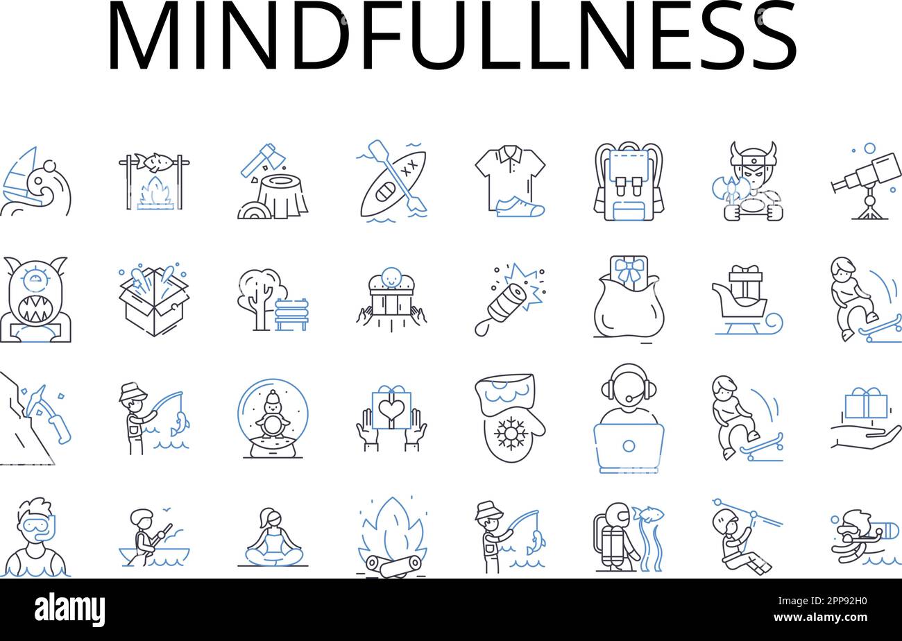 Mindfullness line icons collection. Self-awareness, Introspection, Self ... Mindfullness line icons collection. Self-awareness, Introspection, Self ...