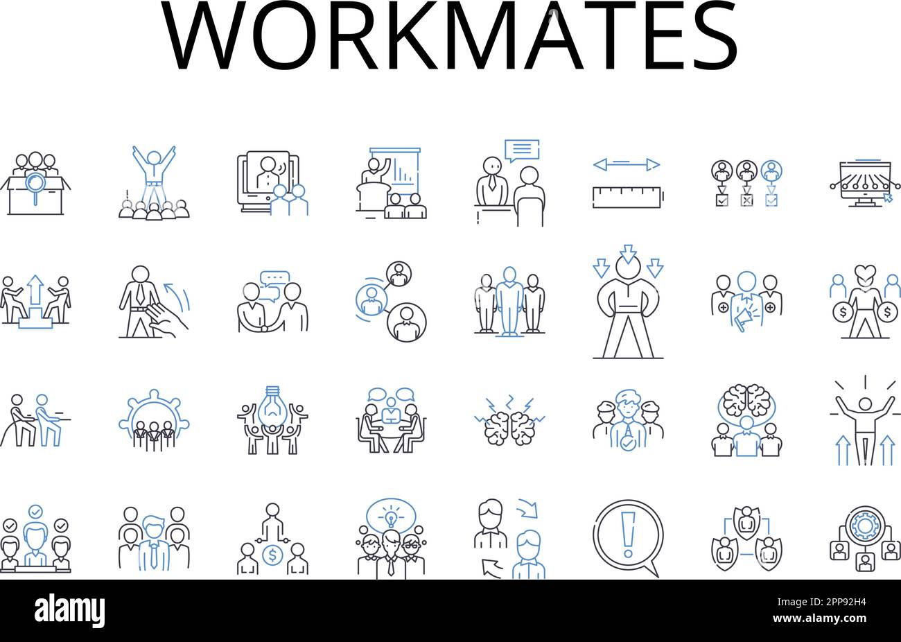 Workmates line icons collection. Colleagues, Comrades, Peers, Partners ...