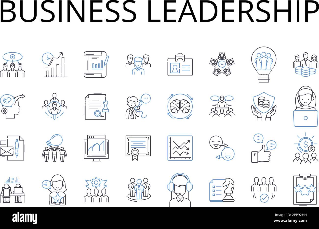 Business leadership line icons collection. Team management, Project ...