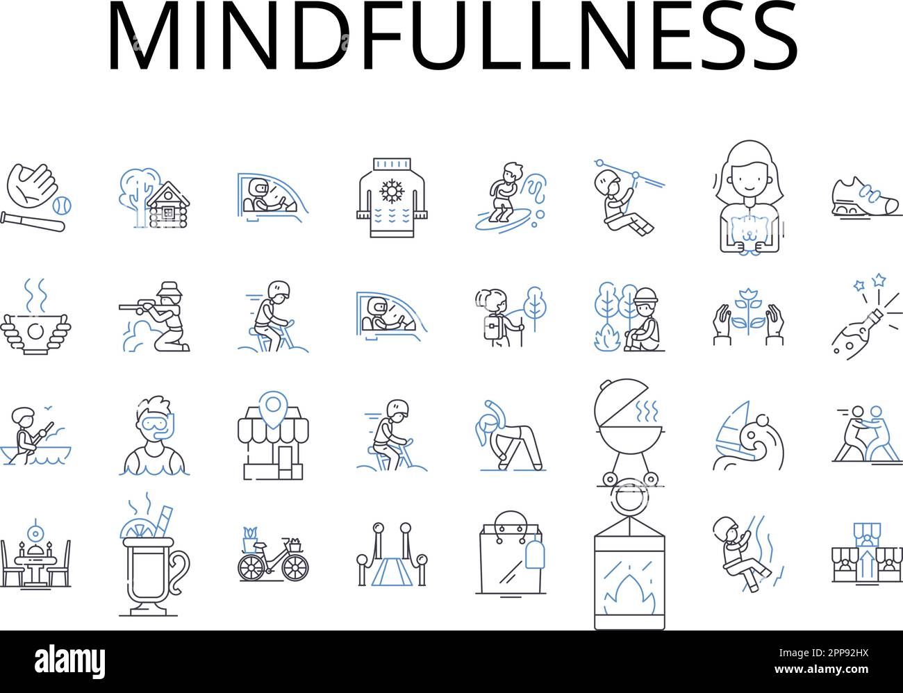 Mindfullness line icons collection. Self-awareness, Introspection, Self ... Mindfullness line icons collection. Self-awareness, Introspection, Self ...