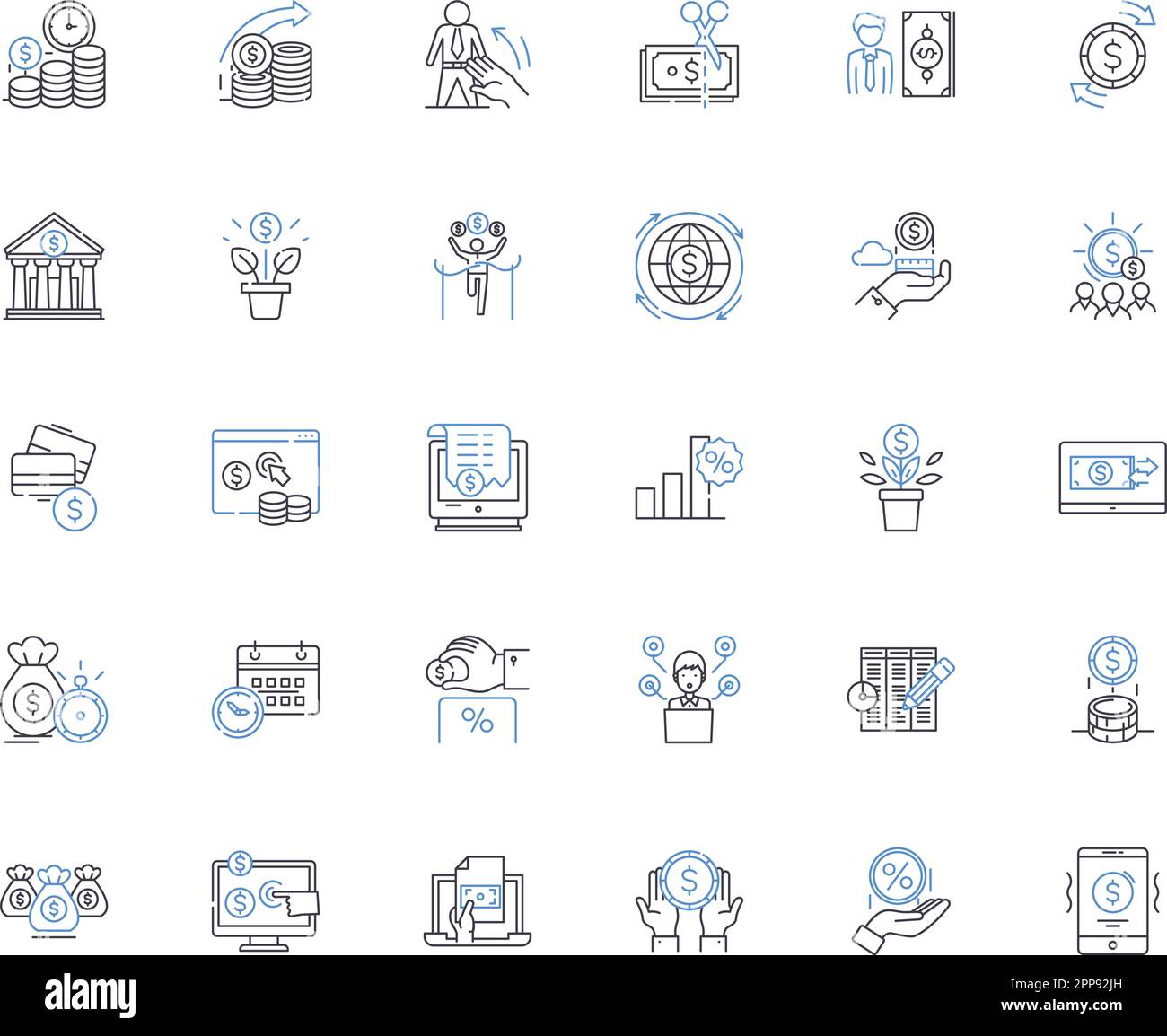 Bank account line icons collection. Savings, Checking, Interest ...