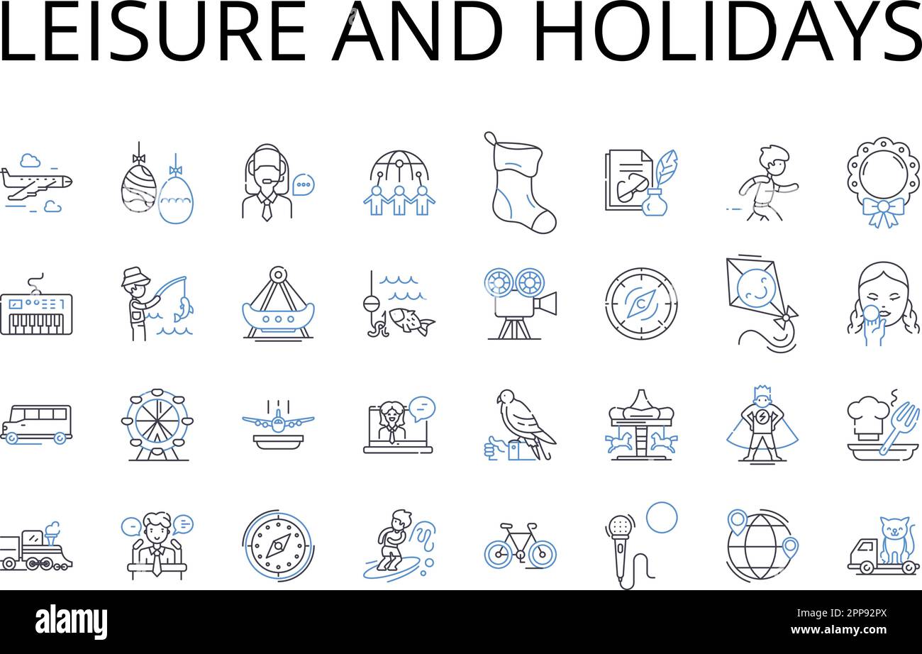 Leisure and holidays line icons collection. Peaceful retreat, Festive ...
