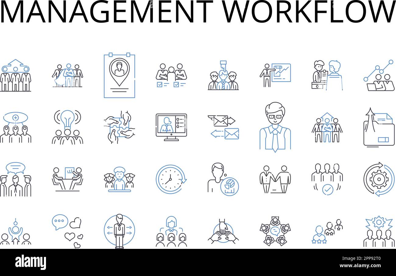 Management Workflow Line Icons Collection Project Management Creative Workflow Business
