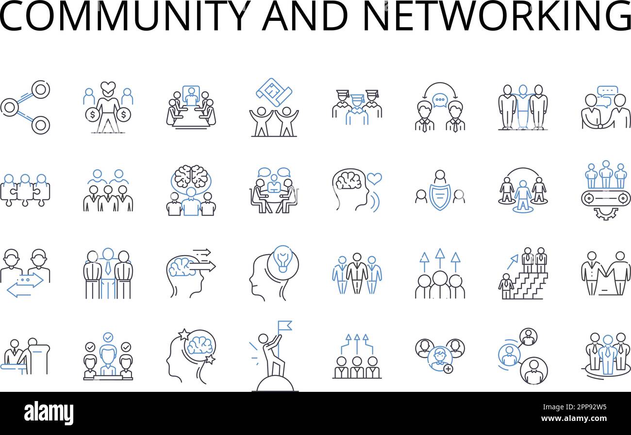 Community and networking line icons collection. Society, Group ...