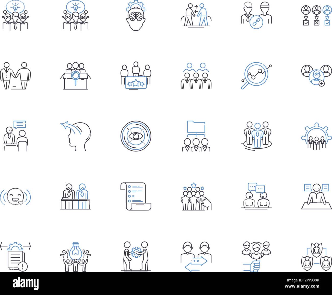 Management development line icons collection. Leadership, Coaching ...