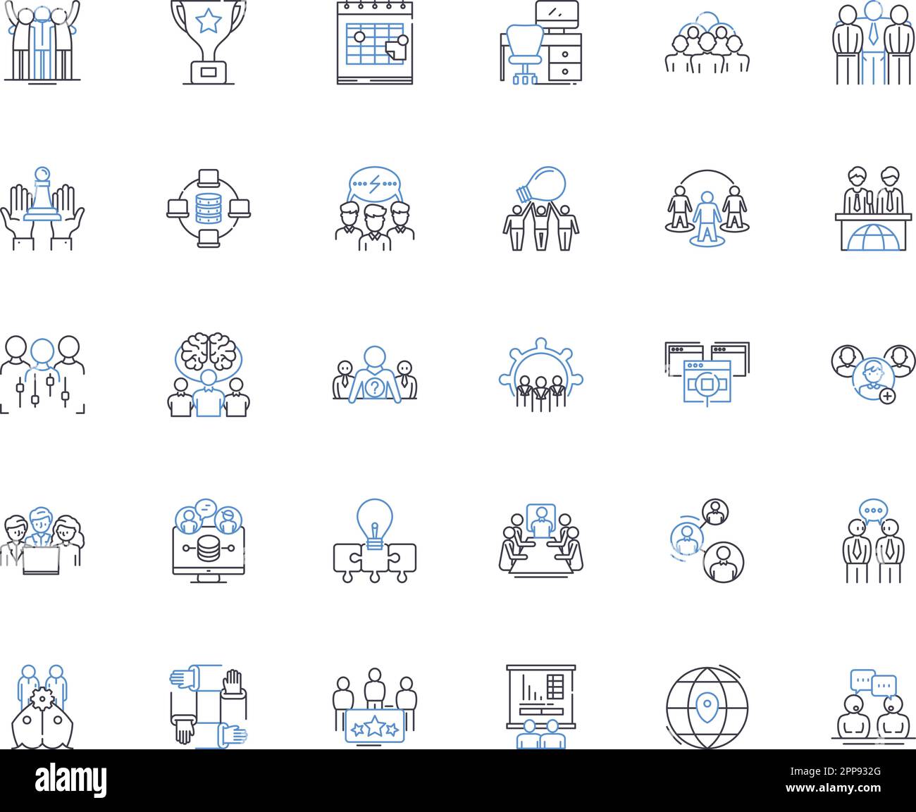 Teamwork and cooperation line icons collection. Collaboration, Unity ...