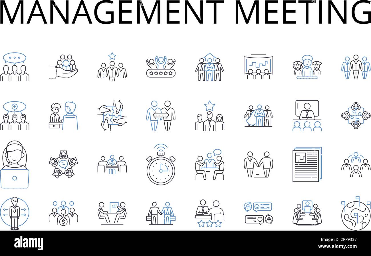 Management Meeting Line Icons Collection Executive Gathering