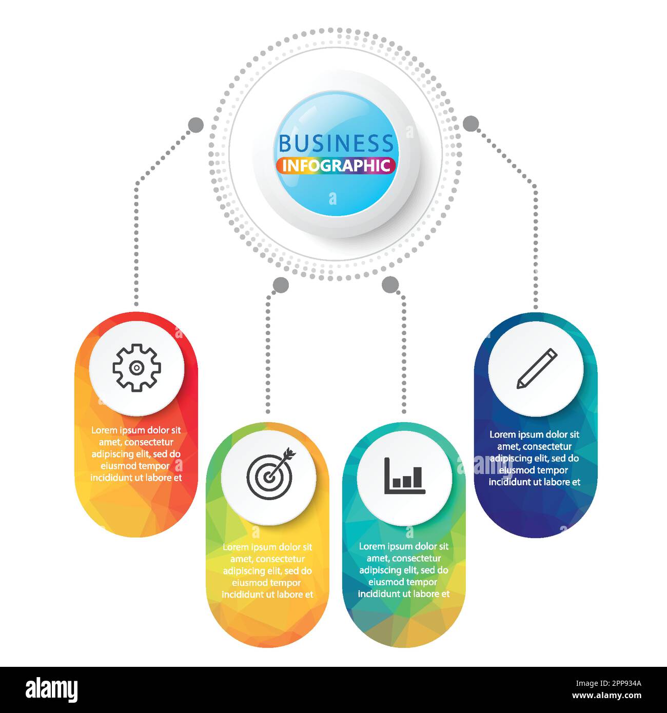 Template Timeline Infographic colored horizontal numbered for four ...