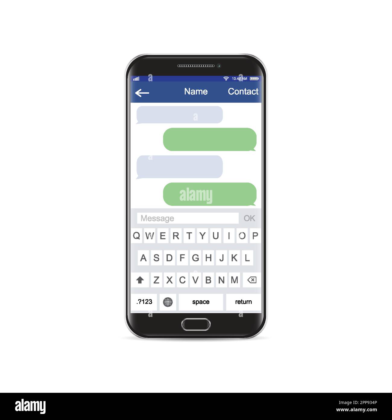 Smartphone black chatting sms app template bubbles, black and white ... Smartphone black chatting sms app template bubbles, black and white ...