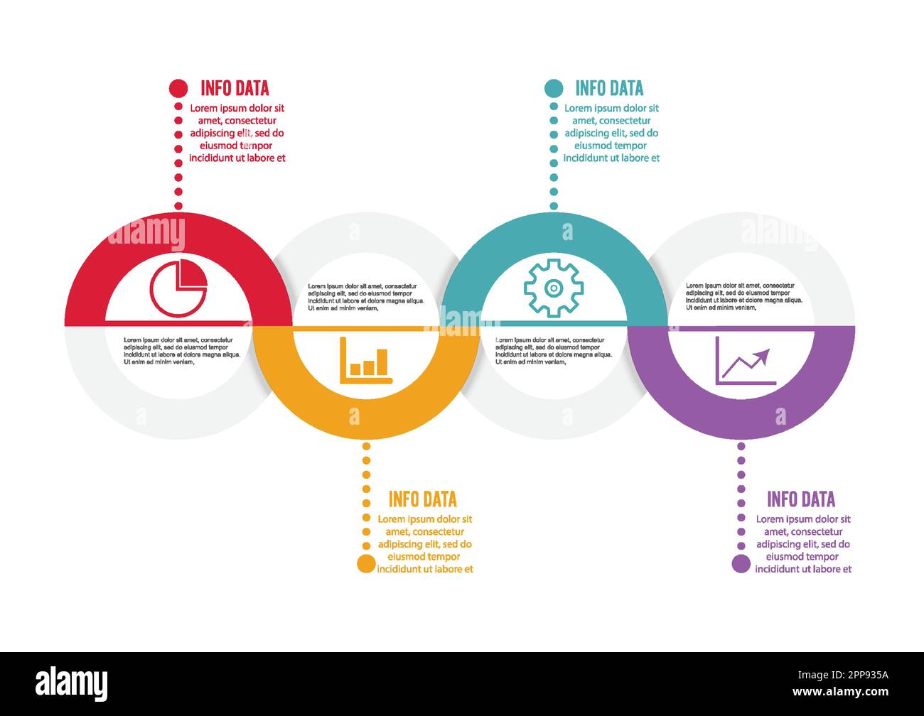 Template Timeline Infographic colored horizontal numbered for four ...
