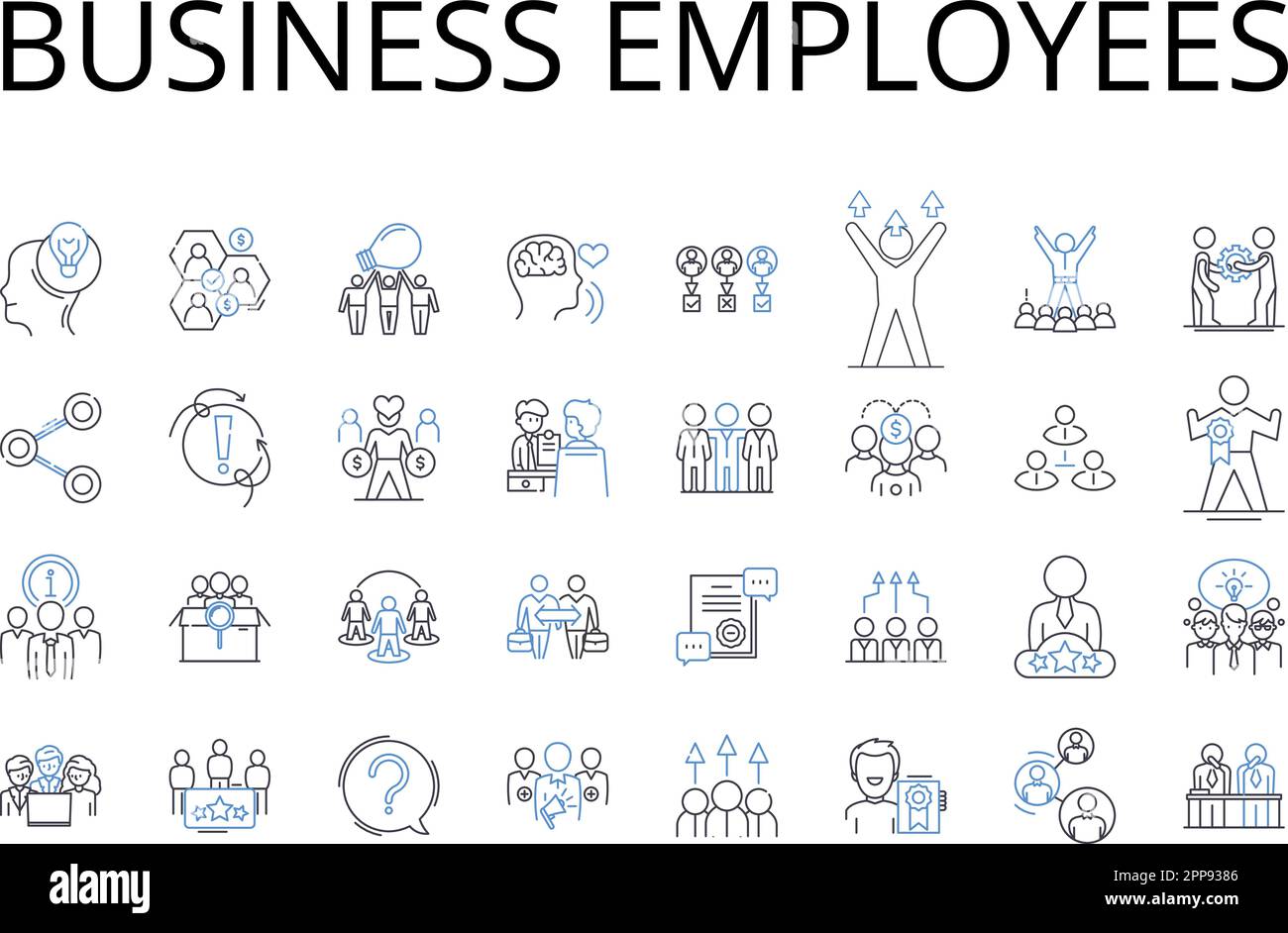 Business employees line icons collection. Workplace colleagues, Company ... Business employees line icons collection. Workplace colleagues, Company ...