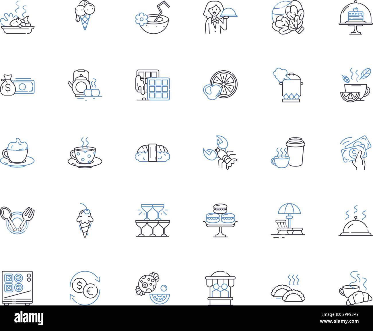 Trattoria line icons collection. Italian, Pasta, Pizza, Wine ...